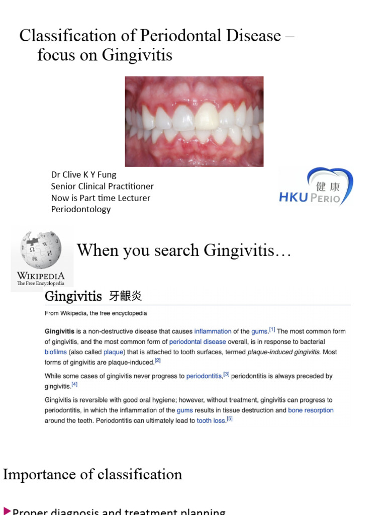 Classification of Periodontal Diseases Gingivitis 2024 | PDF | Periodontology | Clinical Medicine