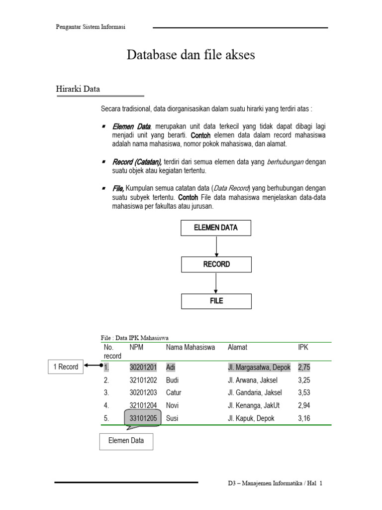 4 File Akses Dan Pengantar Database | PDF