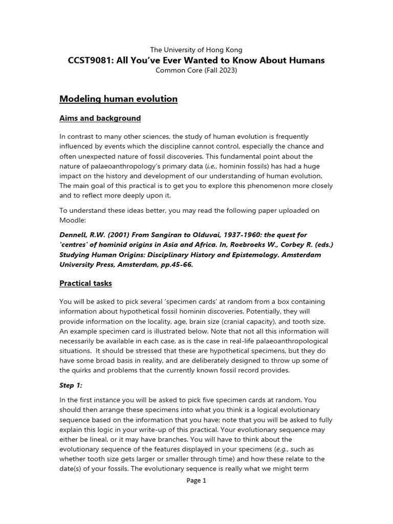 CCST9081 - Modeling Human Evolution | PDF | Paleoanthropology | Human ... CCST9081 - Modeling Human Evolution | PDF | Paleoanthropology | Human ...