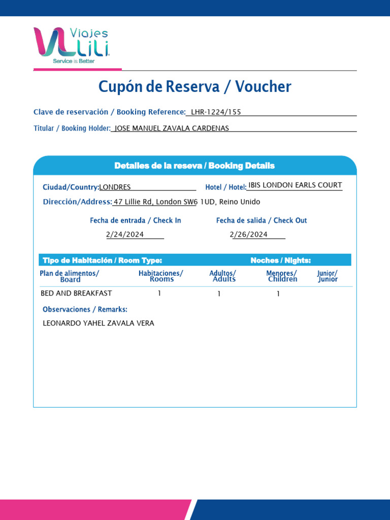 Cupón de Reserva L-6047-2 | PDF