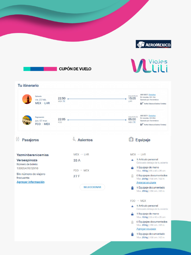 Cupon Vuelo L-6047 | PDF