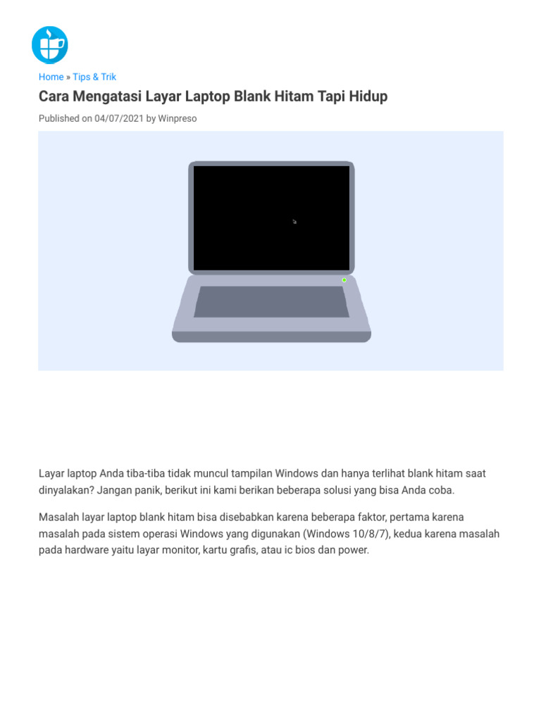 (Fix) Cara Mengatasi Layar Laptop Blank Hitam Tapi Hidup | PDF