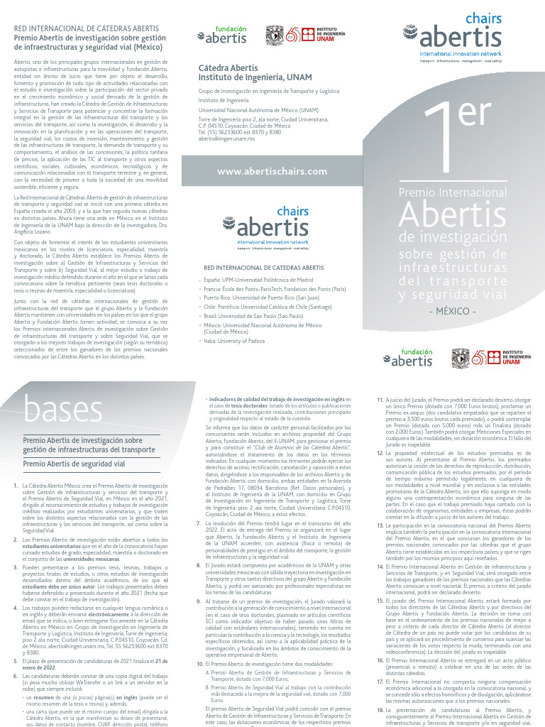Premio Abertis: Investigación en Transporte | PDF | Infraestructura ...