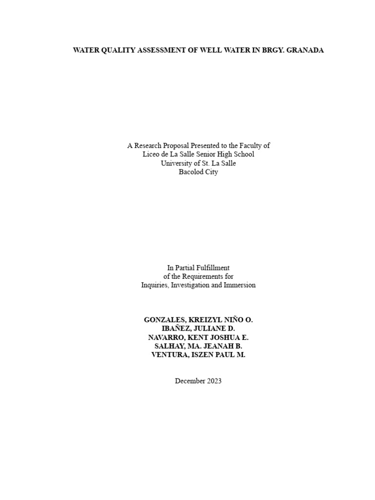 RESEARCH MANUSCRIPT - Group 4 | PDF | Drinking Water | Water Quality