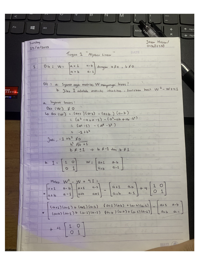 Tugas 1 Aljabar Linear Ut | PDF