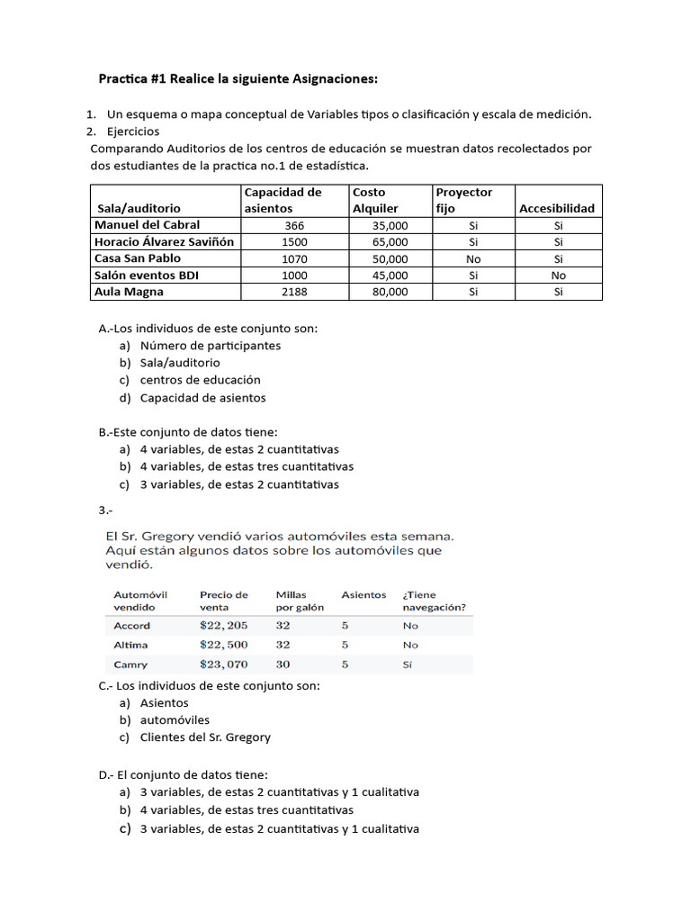 Practica de La Unidad 1 y 2 - Estadistica General | PDF | Estadísticas | Nivel de medida