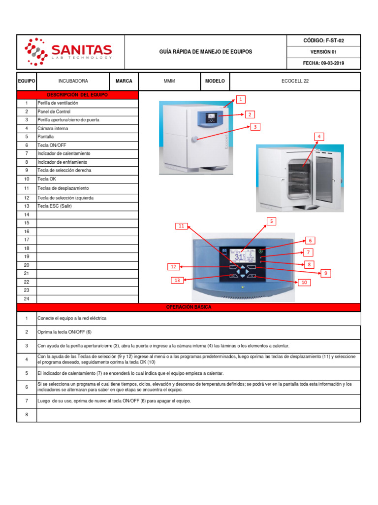 Guia Rapida Manejo Horno ECOCELL | PDF