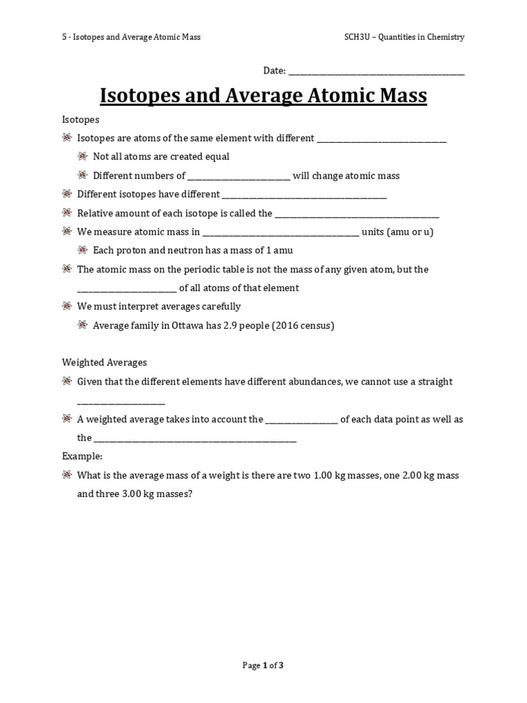 05 - Isotopes and Average Atomic Mass | PDF | Isotope | Atoms