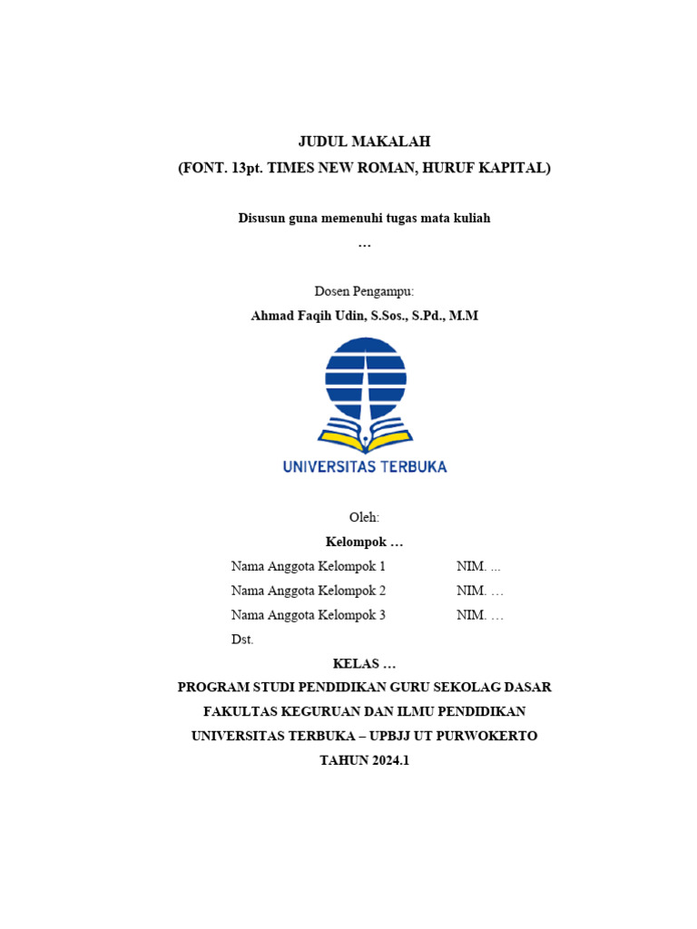 Template Penulisan Makalah Pendidikan | PDF | Kajian Bahasa Asing