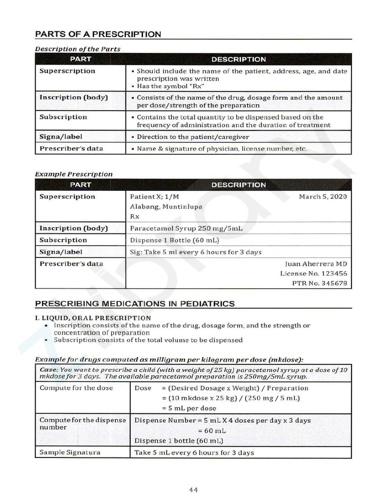 Pediatric Prescription Guidelines | PDF | Medical Prescription ...