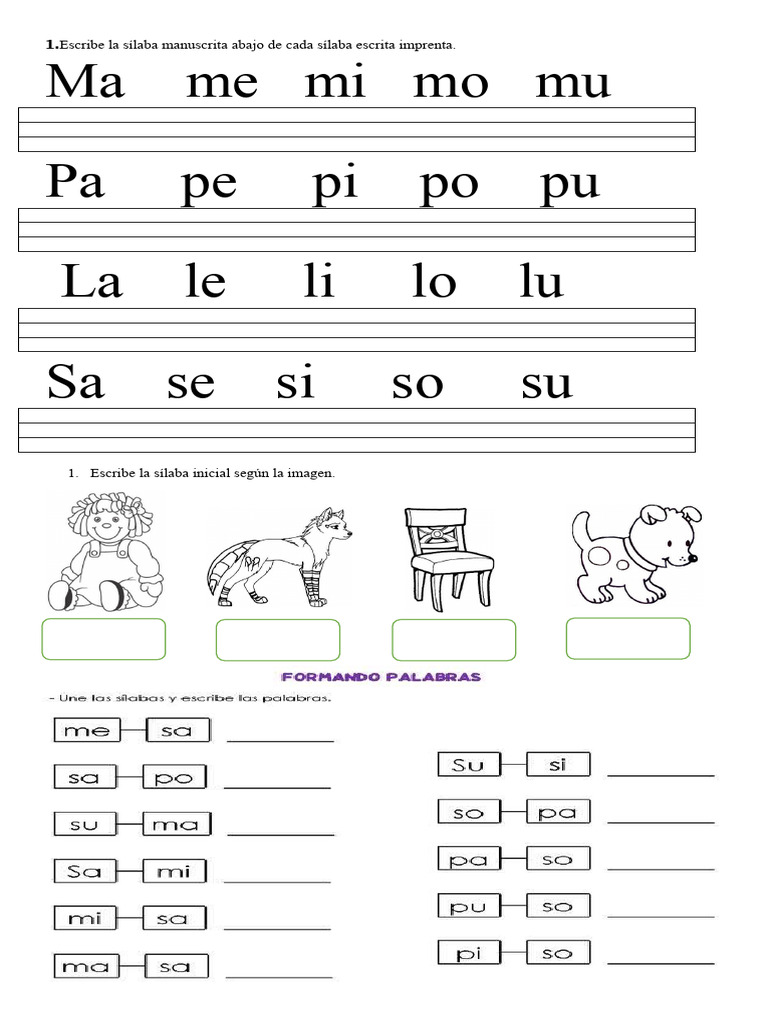 Ma Me Mi Mo Mu Pa Pe Pi Po Pu La Le Li Lo Lu Sa Se Si So Su | PDF ...