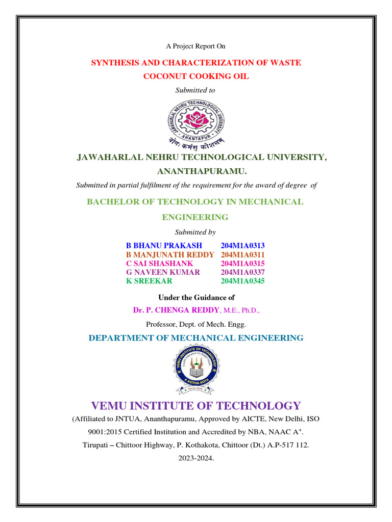 Final Year Project | Download Free PDF | Biodiesel | Diesel Fuel
