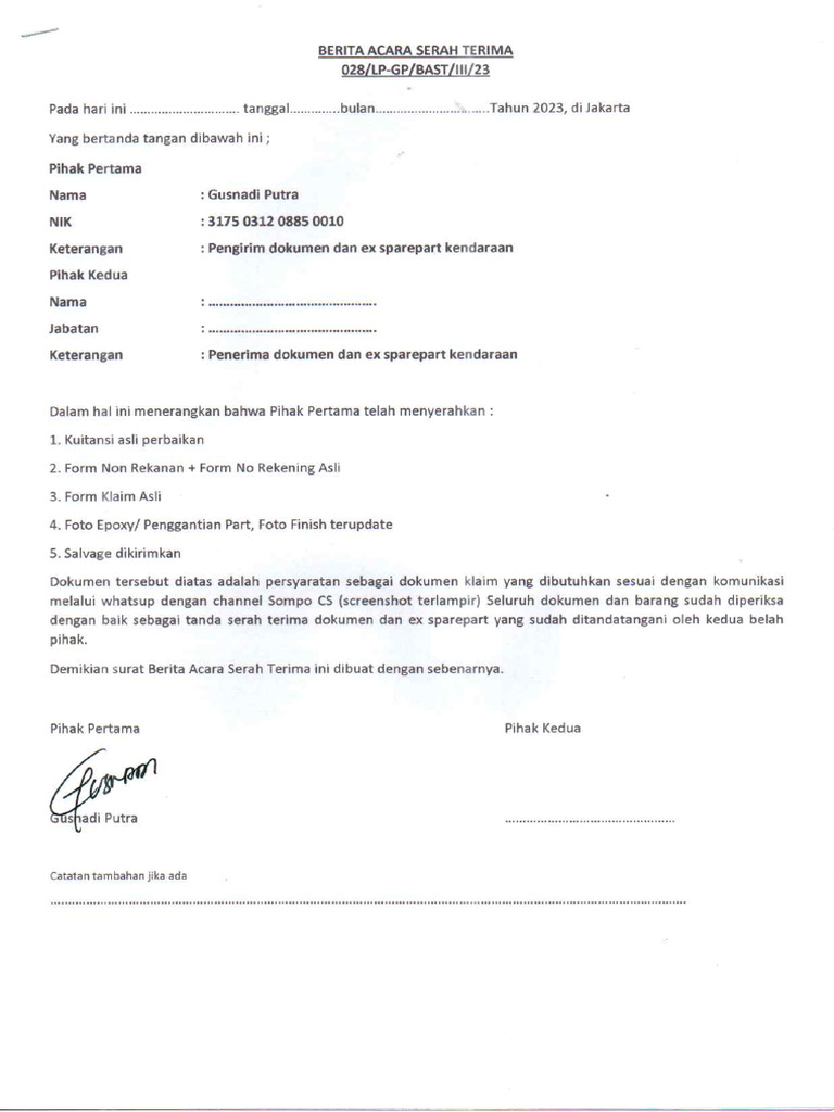 Dokumen Klaim Sompo Care | PDF