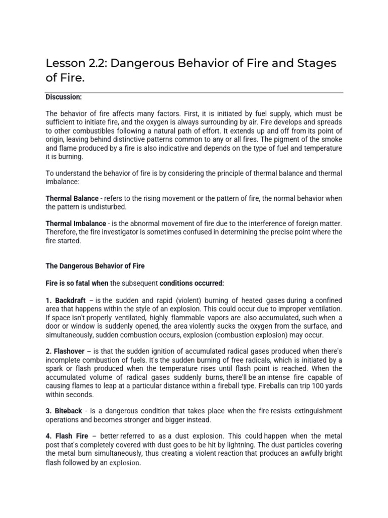 Lesson 2.2 Module 2 FireTech | PDF | Fires | Combustion