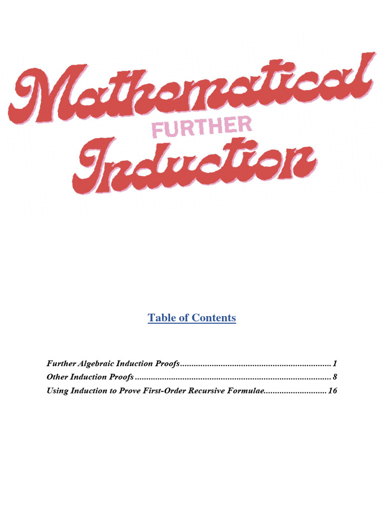 Further Proof By Mathematical Induction Pdf Mathematical Proof Summation