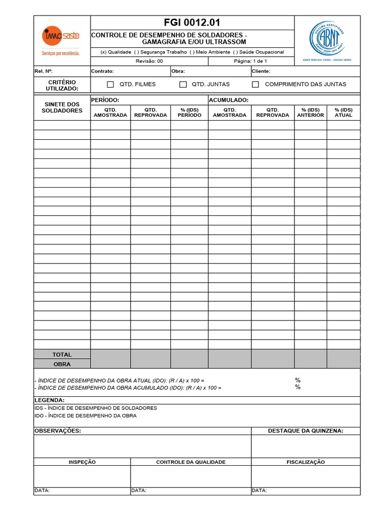 FORM 0201.r00 Controle de Desempenho de Soldadores - Gamagrafia e Ultra ...