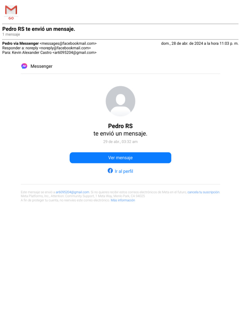 Gmail - Pedro RS Te Envió Un Mensaje. | PDF