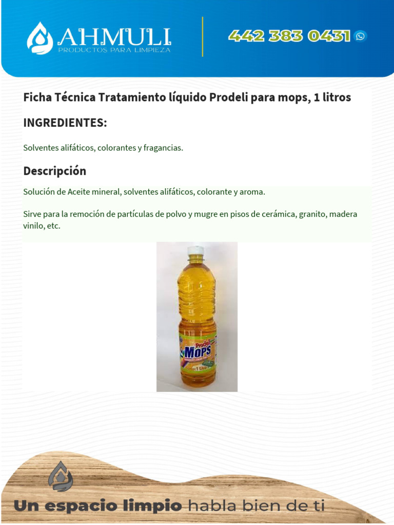PT52 Ficha Tecnica Tratamiento para Mops Prodeli | PDF | Cocina, comidas y vino