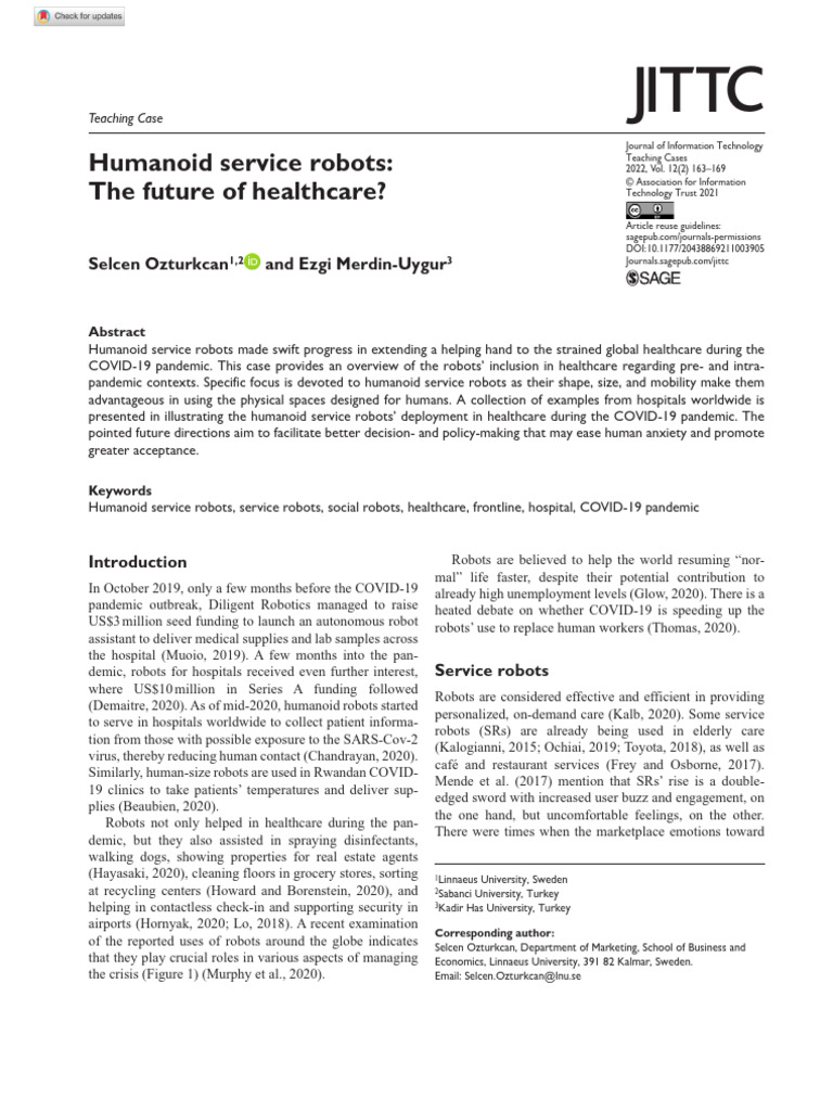 Humanoid Health Care Pdf Robotics Robot