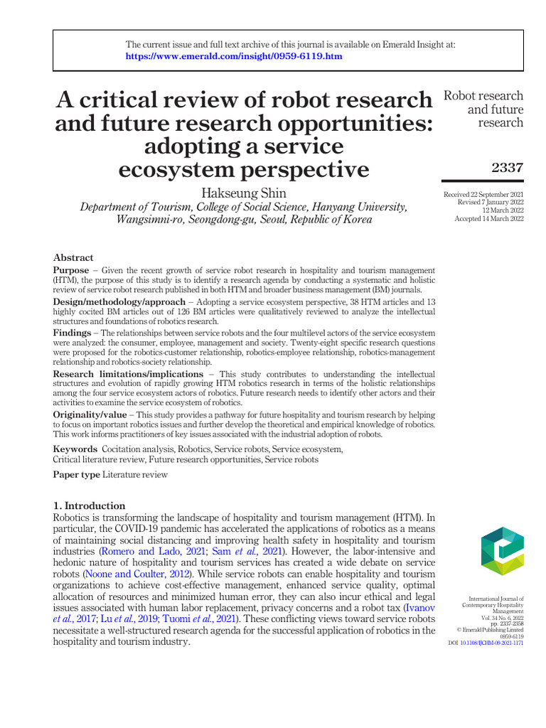 A Critical Review of Robot Research | PDF | Artificial Intelligence ...