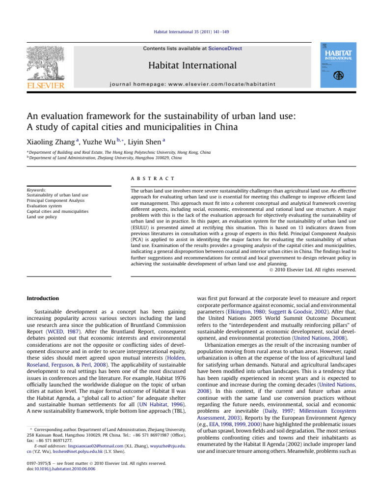 An Evaluation Framework For The Sustainability of Urban Land Use - A ...