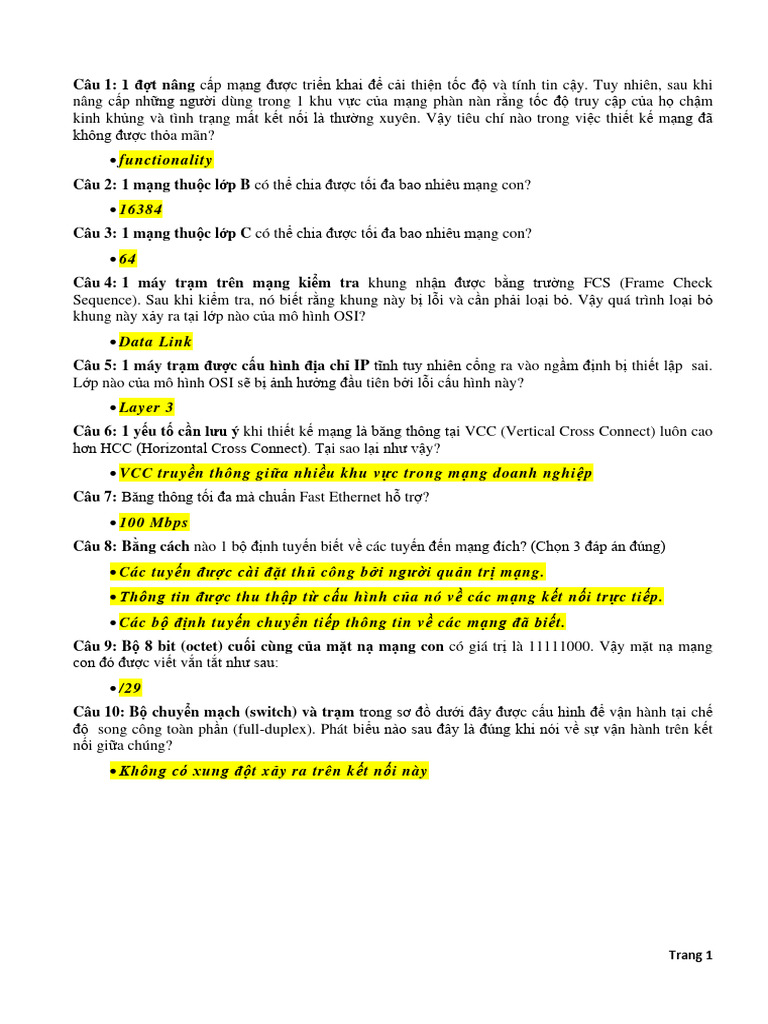 Tong Hop Cau Hoi | PDF