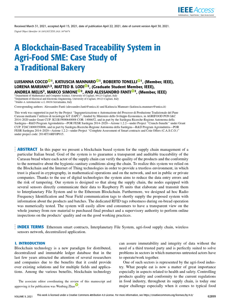 A Blockchain-Based Traceability System in Agri-Food SME Case Study of A Traditional Bakery | PDF ...