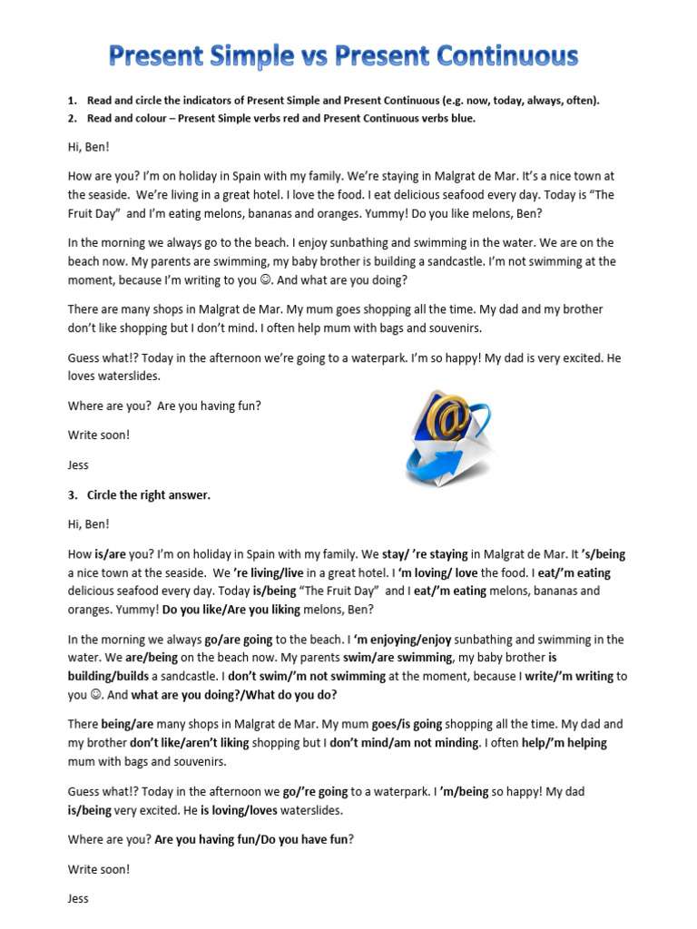 Present Simple or Present Continuous | PDF | Grammar | Linguistic Morphology