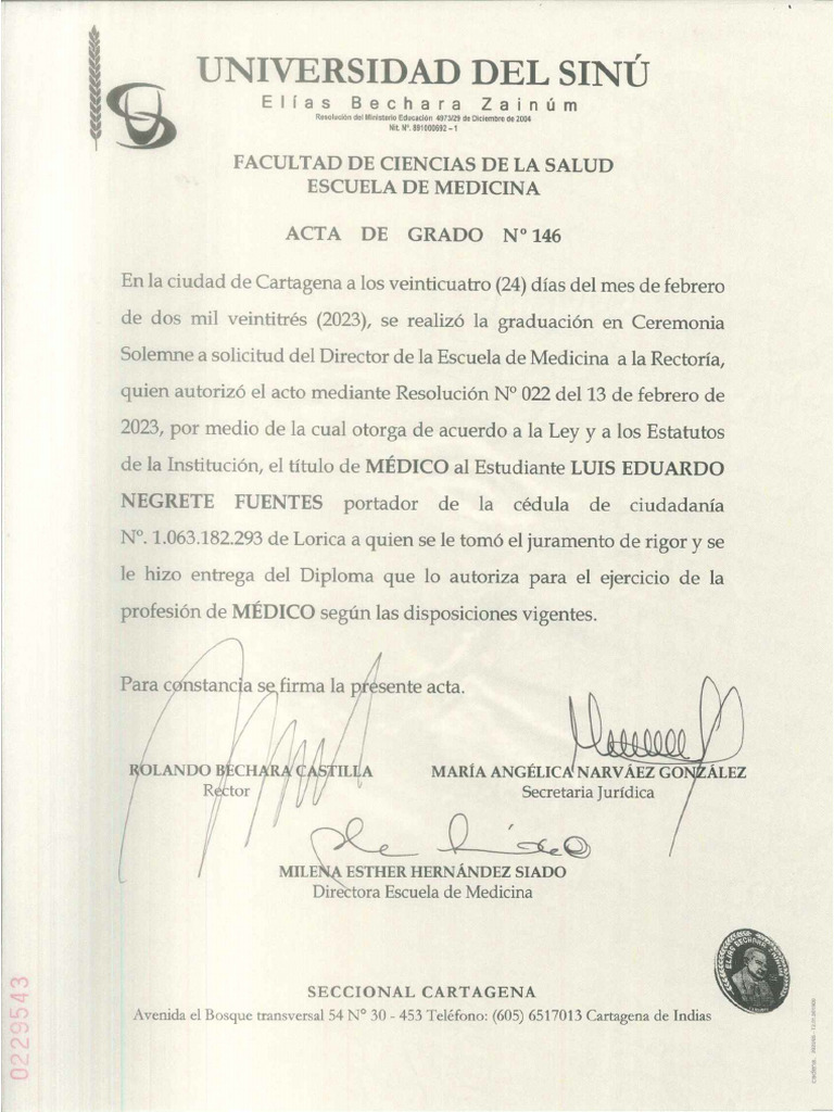 Acta de Grado Medico | PDF