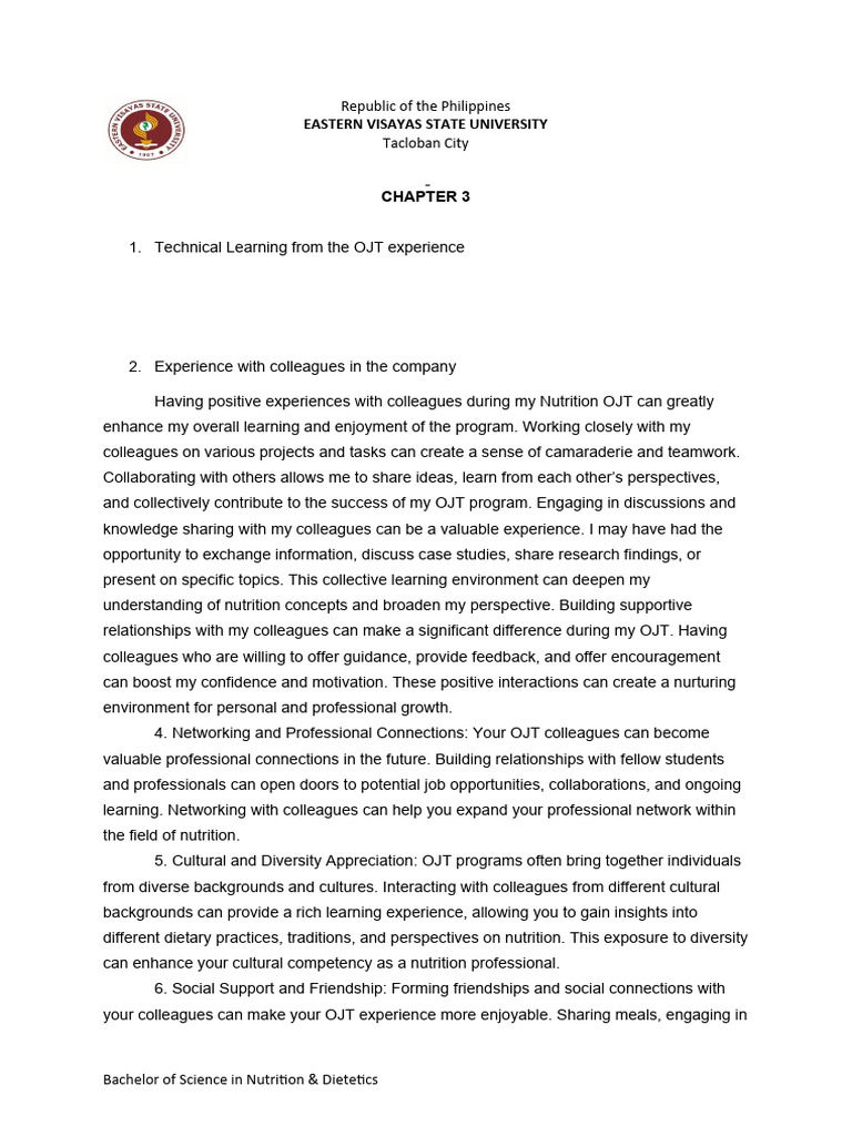 Enhancing OJT Experience in Nutrition | PDF | Learning | Experience