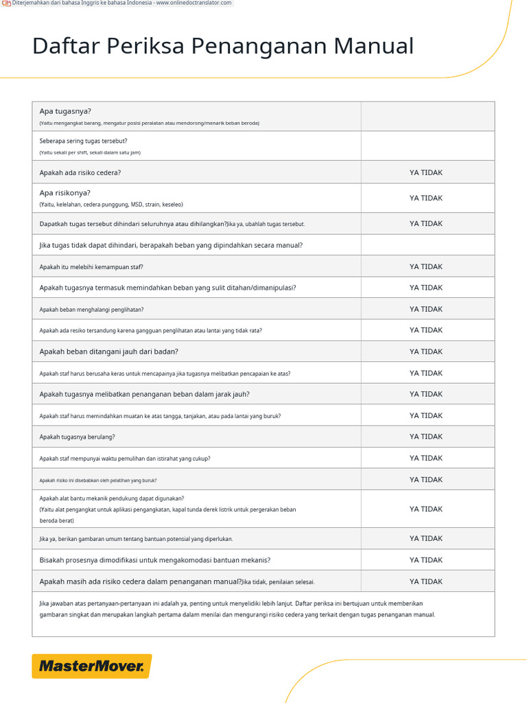 # Manual Handling Check | PDF