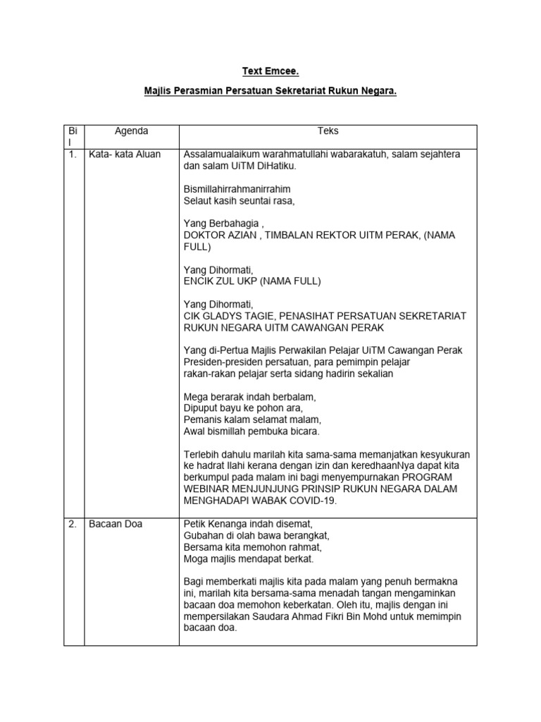 Teks Emcee (Edited) | PDF