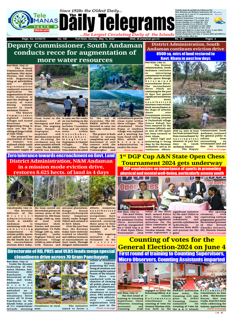 Daily Telegram: Port Blair News May 12 | PDF
