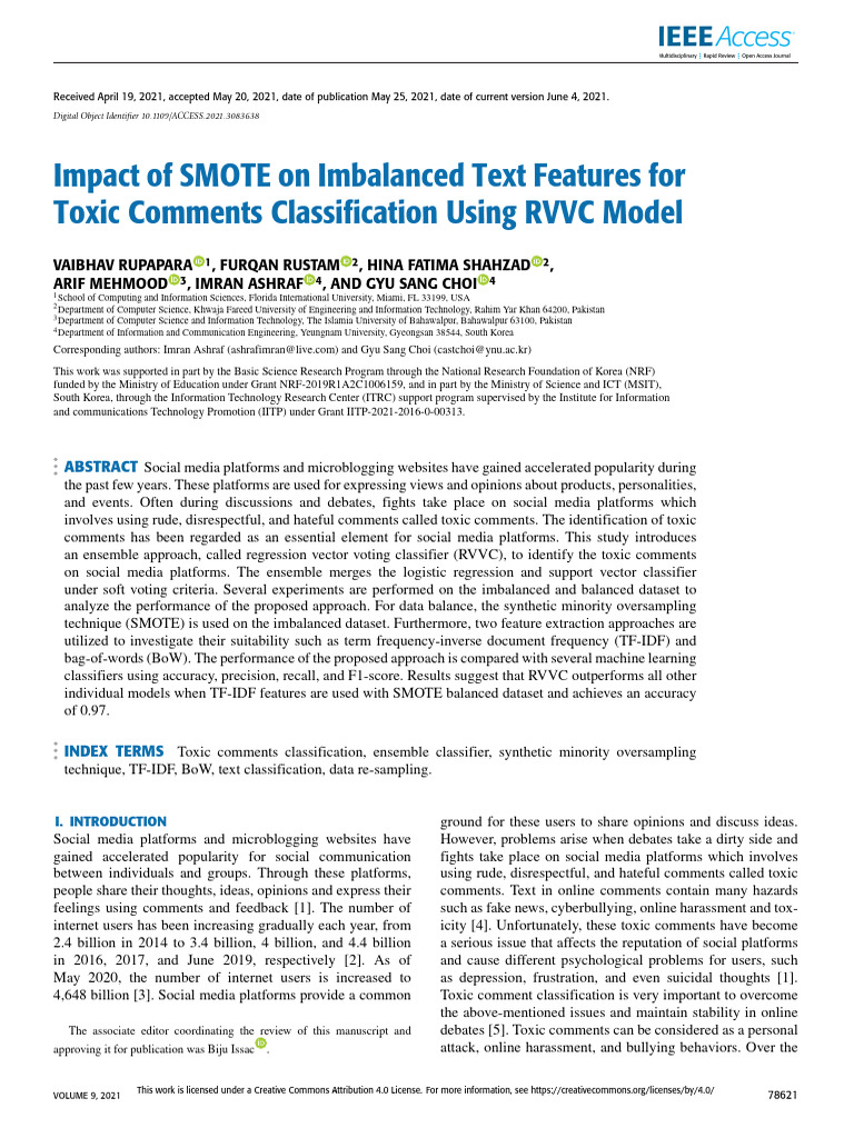 Impact of SMOTE On Imbalanced Text Features For Toxic Comments ...