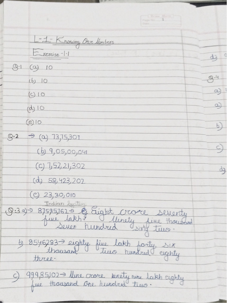 Maths L1 Knowing Our Numbers Solved Notes | PDF Maths L1 Knowing Our Numbers Solved Notes | PDF