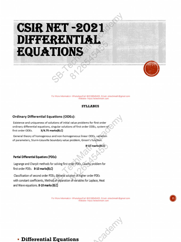 Differential Equation Crash Course | PDF
