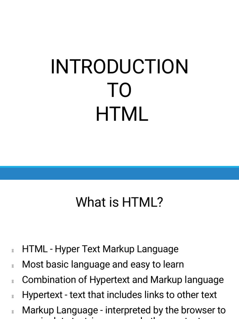 Introduction To HTML | PDF | Html | World Wide Web