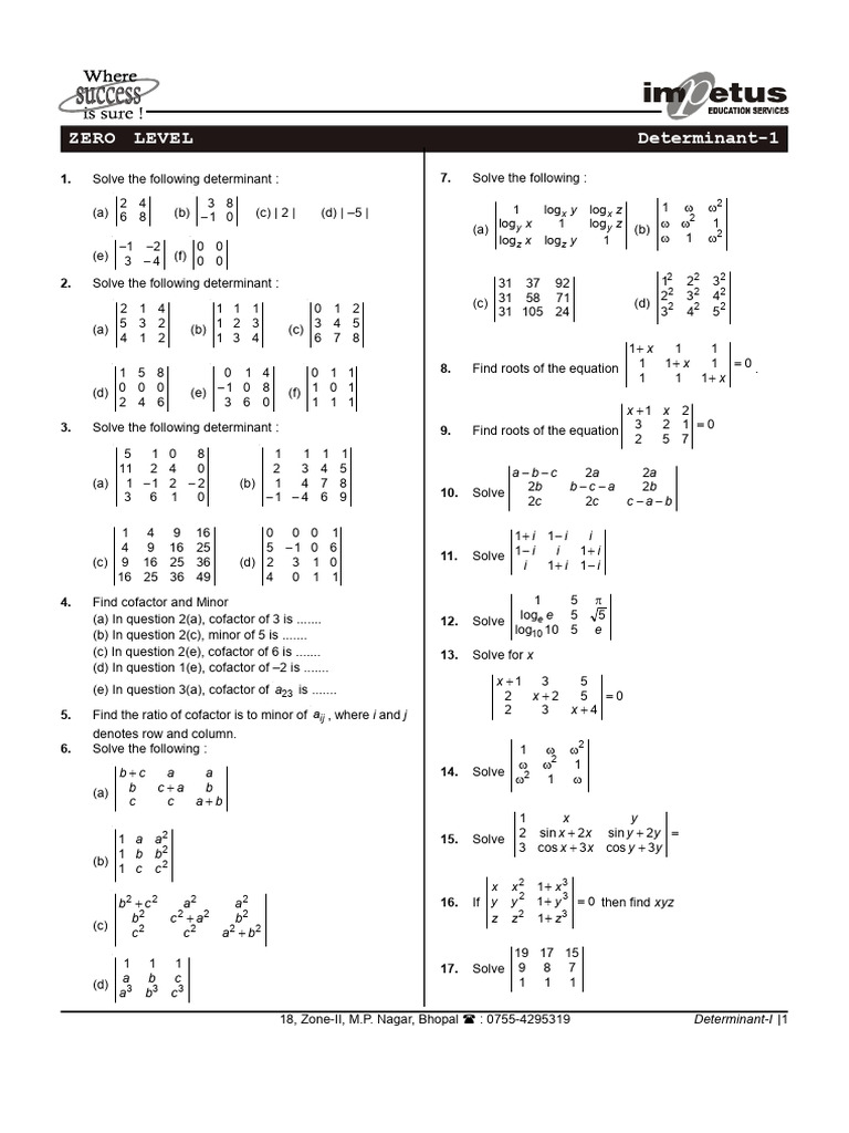 Determinants Pdf Algebra Matrix Theory