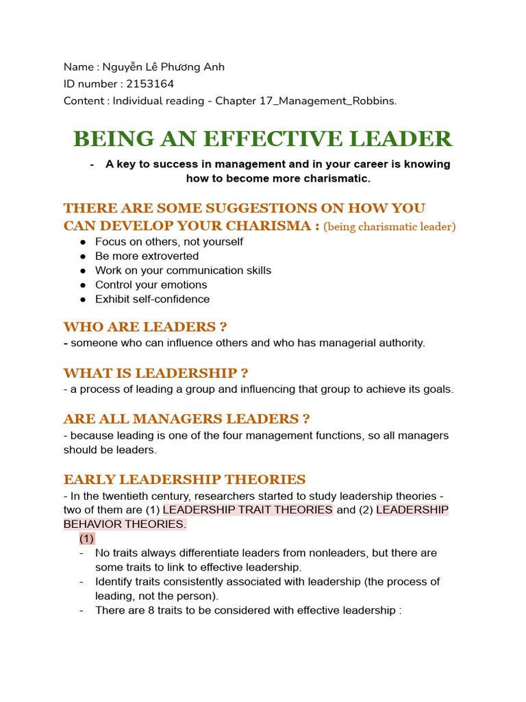 7-Cc01-Fundamentals of Management | PDF | Leadership | Applied Psychology