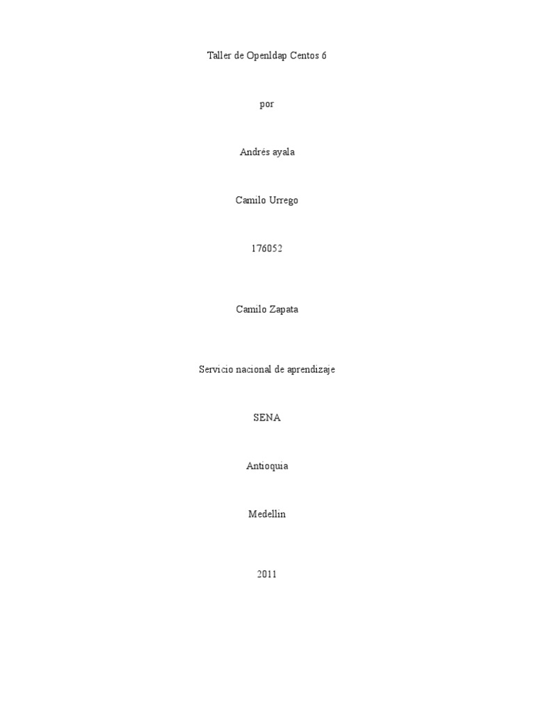 Taller OpenLDAP en CentOS 6: Guía Práctica | PDF | Archivo de computadora | Redes de computadoras
