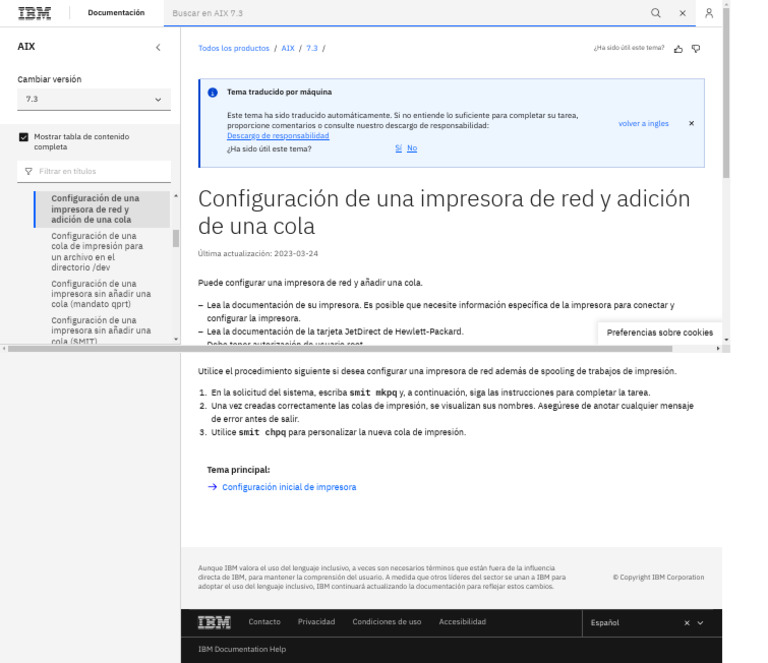 AIX-Configuración de Una Impresora de Red y Adición de Una Cola ...