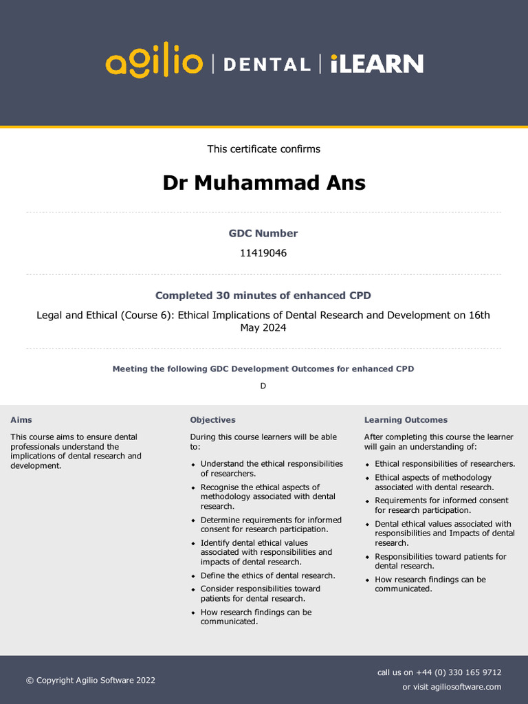 Legal and Ethical (Course 6) - Ethical Implications of Dental Research ...