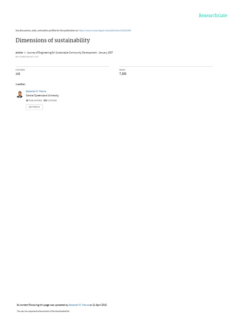 Dimensions of Sustainability | PDF | Public Transport | Urban Sprawl