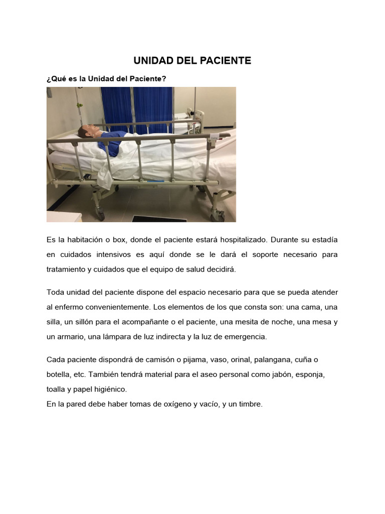 Unidad Del Paciente | PDF | Cama | Colchón