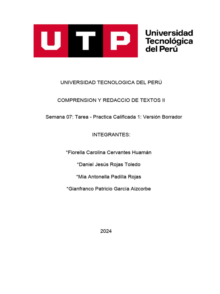 Avance Borrador PC1 2024 | PDF | Cliente | Business