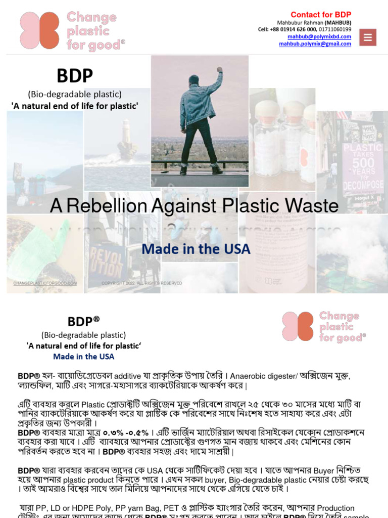BDP-Bio-Degradable Plastic | PDF