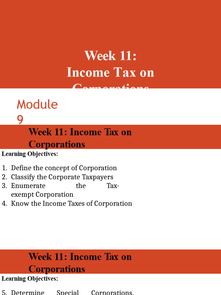 W11 Module 9 PPT Income Tax On Corporations | Download Free PDF ...