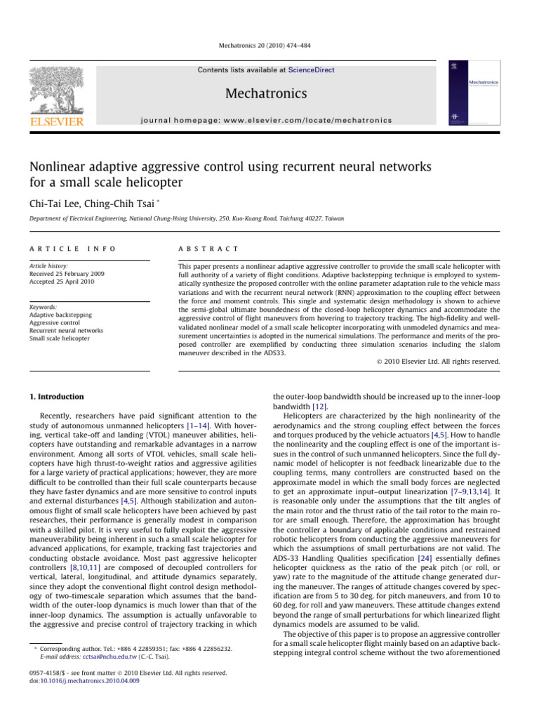 2010 - Nonlinear Adaptive Aggressive Control Using Recurrent Neural ...