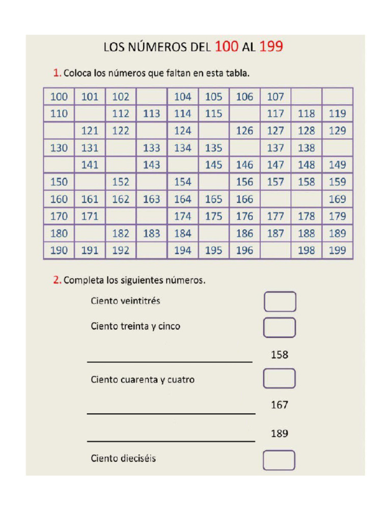 imprimir ejercio del 100 al 199 | PDF