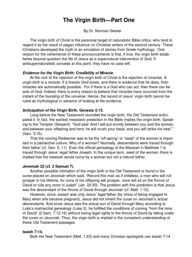 Evidence for Christ's Virgin Birth | PDF | Bible Content | Religious ...